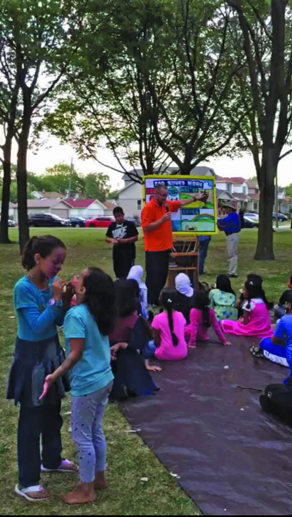 Christian missionaries from California proselytize in Hemlock Park