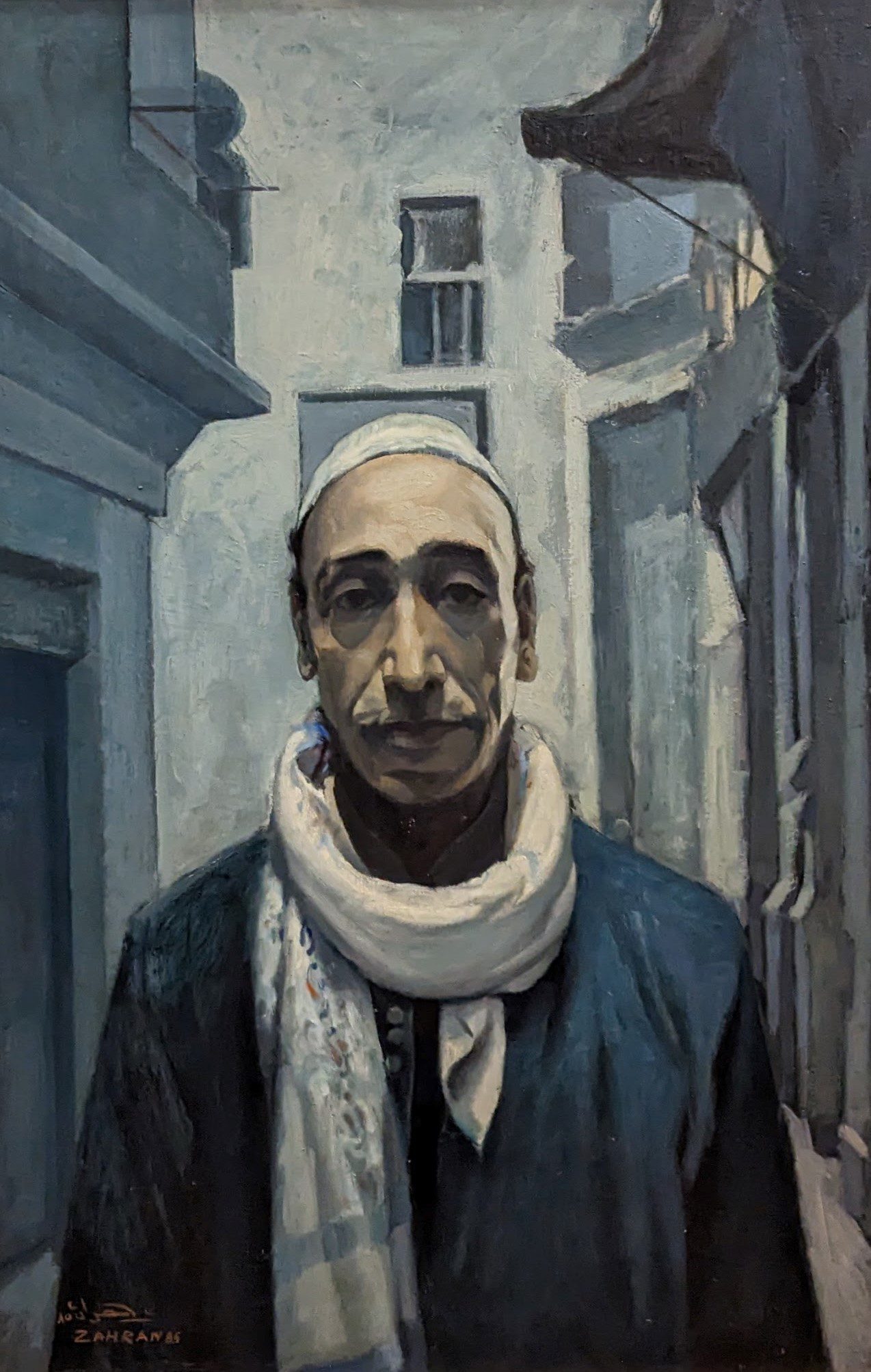 Painting by the late Egyptian artist Zahran Salama on display in the ...