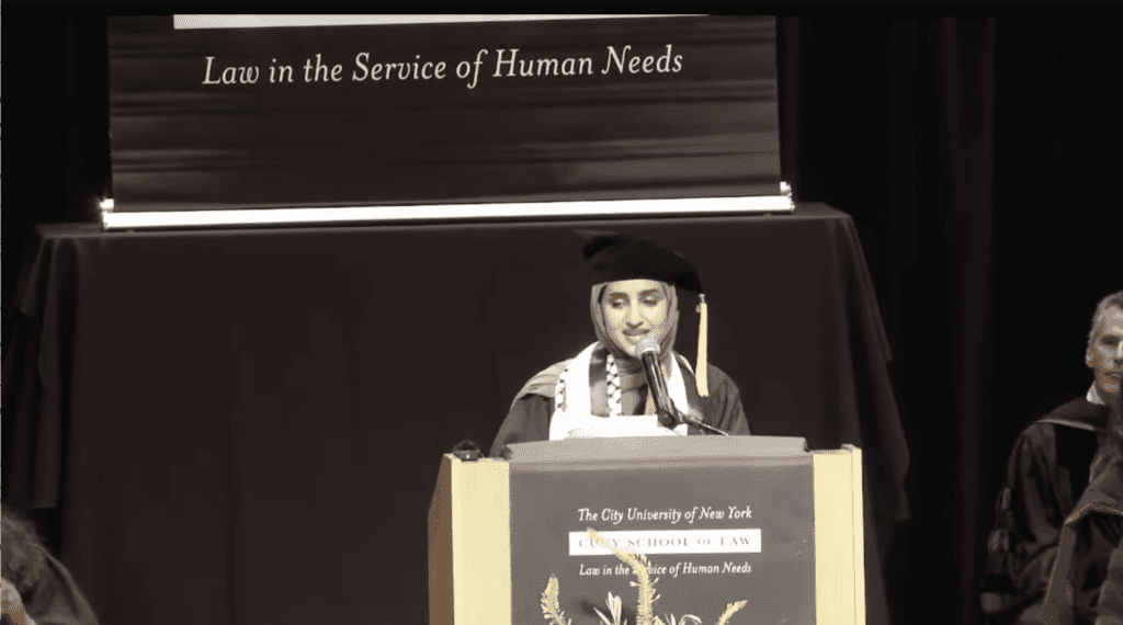 Arab American law graduate speaks up for Palestine, slams Israel at ...