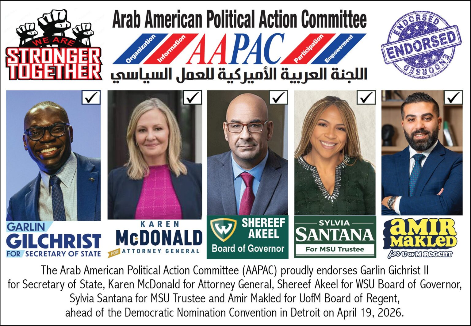 AAPAC endorses 5 candidates ahead of Michigan Democratic Convention